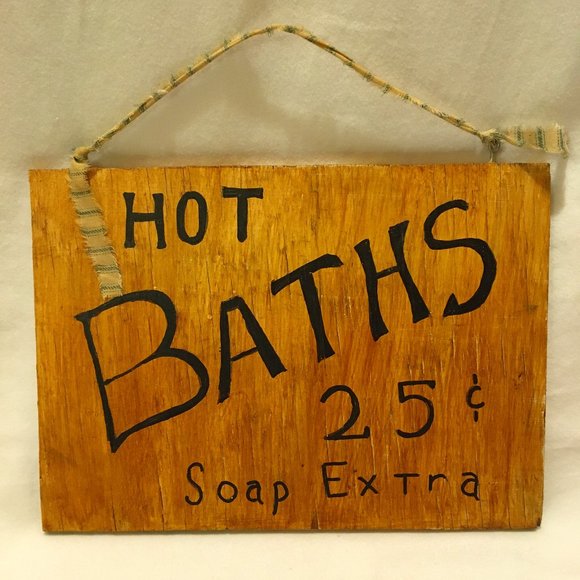 Accents | Rustic Farmhouse Hot Baths Wooden Sign | Poshmark